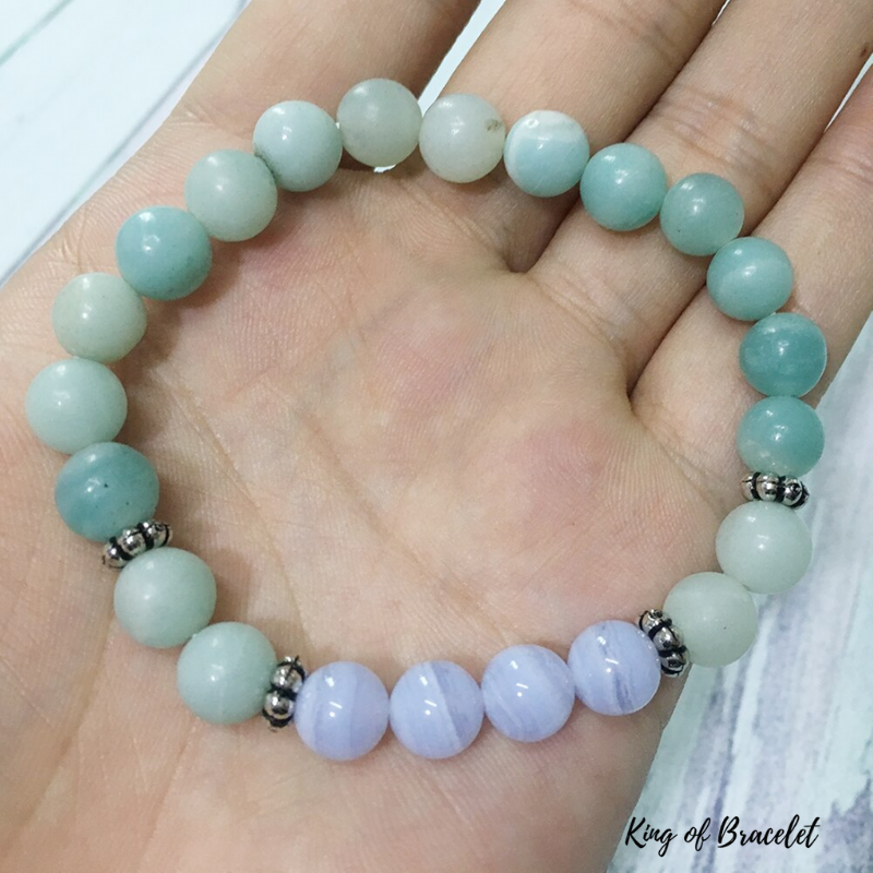 Bracelet en Amazonite et Agate Blue Lace