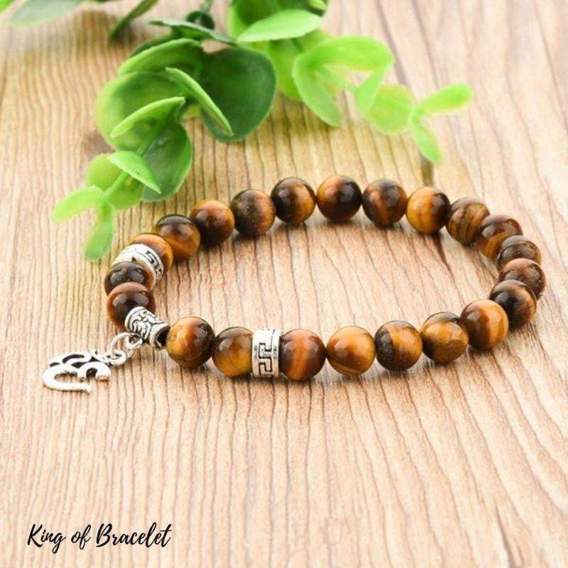 Bracelet Oeil de Tigre et OM Argent